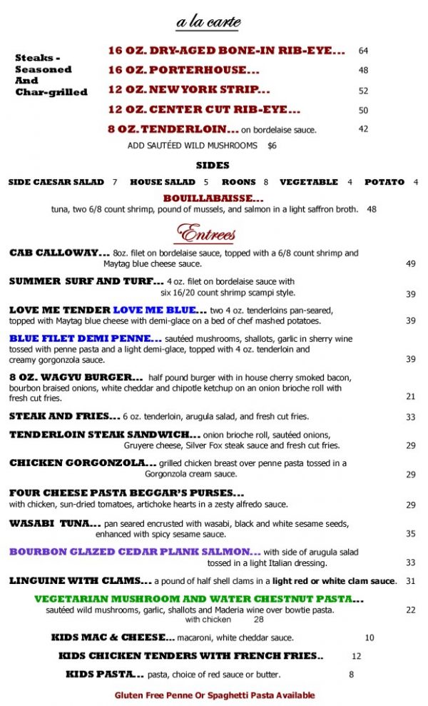 The Silver Fox Steakhouse – SERVING CERTIFIED ANGUS BEEF